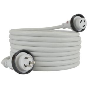 conntek 17101-025re marine shore power 30 amp cordset with light indicator (white, 25-feet)