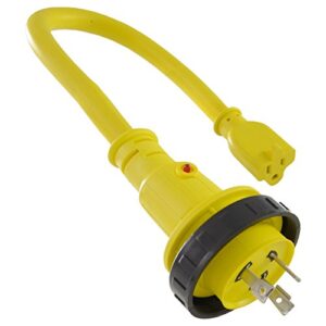 conntek 17202 l5-30p to 5-15r pigtail adapters, yellow, 1.5 feet