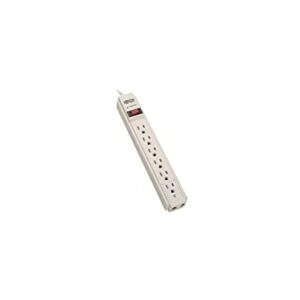 Tripp Lite Tlp604tel Surge Suppressor 6 Outlets 4 Ft Cord 790 Joules White Trptlp604tel