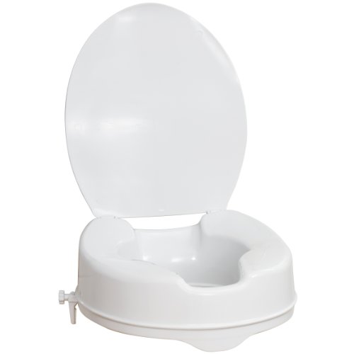 Drive Medical 770-626 AquaSense Raised Toilet Seat with Lid, Standard Seat, White