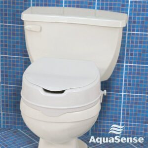 Drive Medical 770-626 AquaSense Raised Toilet Seat with Lid, Standard Seat, White