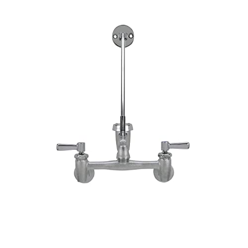 Zurn Z843M1-RC AquaSpec Wall-Mount Service Sink Faucet -Vacuum-Breaker Spout, Pail Hook, Wall Brace, Metal Lever Handles-Rough, Chrome, 8 inches