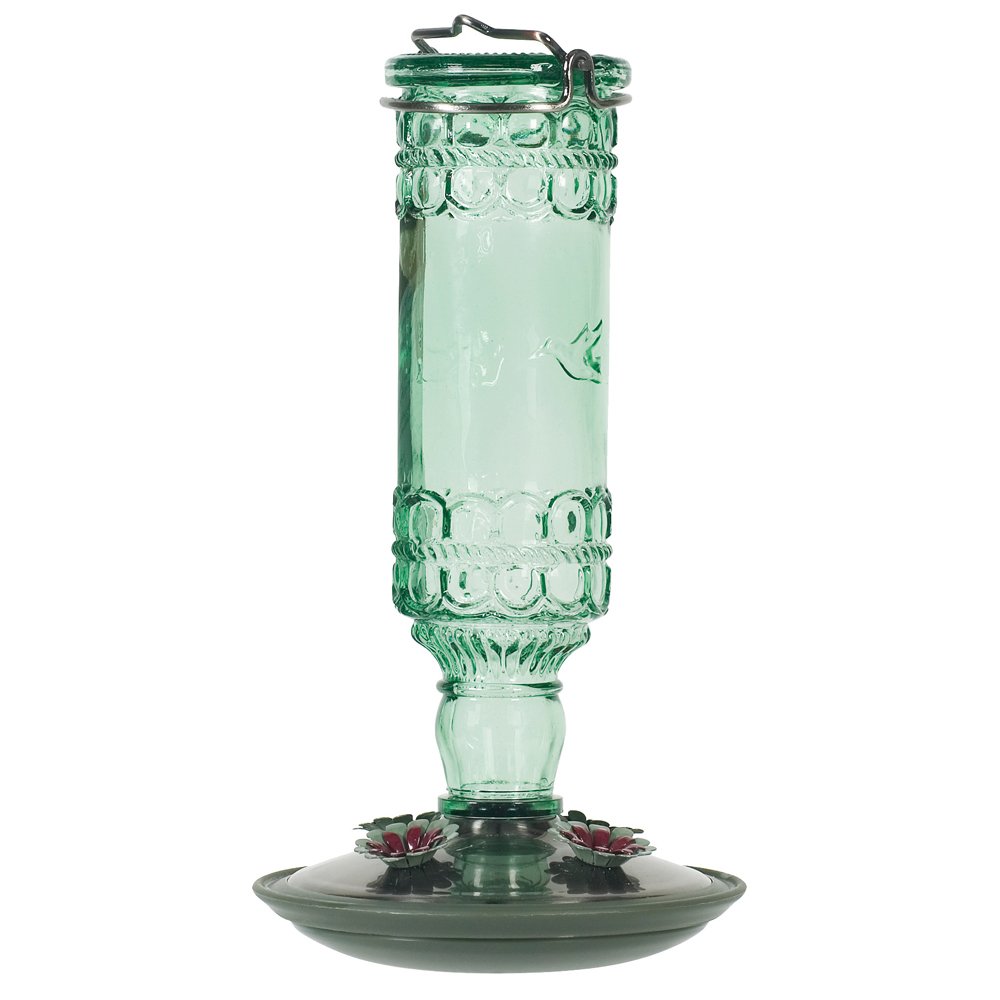 Perky-Pet 8108-1SR Antique Glass Bottle Hummingbird Feeder - Outdoor Garden Décor - 10 Oz