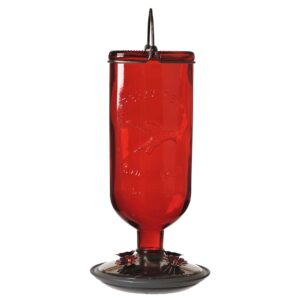 Perky-Pet 8109-2 Antique Glass Bottle Hummingbird Feeder-16-Ounce Capacity, Red