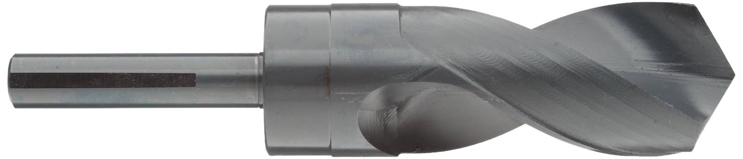 Chicago Latrobe 190F High-Speed Steel Reduced Shank Drill Bit, Black Oxide Finish, Flatted Shank, 118 Degree Conventional Point, 1-1/2" Size