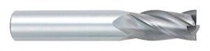 osg 1/4" square end carbide end mill - 1/4" x 3/4" x 2.1/2" x 1/4" (d x loc x oal x shk dia) - bright finish - regular length - 30° helix - center cutting