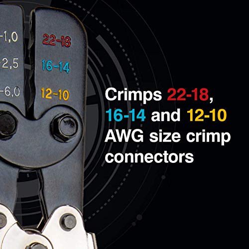 Master Appliance Pro Crimping Tool for Electric Wire Connectors - Ratcheting Wire Crimper - Crimping Pliers - Wire Crimp Tool for Heat Shrink Connectors (35084)