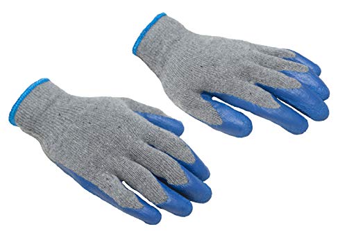 G & F Products - 3100L-DZ-Parent 12 Pairs Large Rubber Latex Double Coated Work Gloves for Construction, gardening gloves, heavy duty Cotton Blend Blue