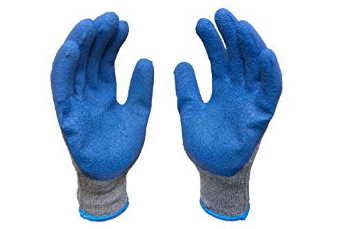 G & F Products - 3100L-DZ-Parent 12 Pairs Large Rubber Latex Double Coated Work Gloves for Construction, gardening gloves, heavy duty Cotton Blend Blue