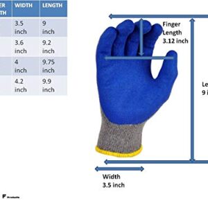 G & F Products - 3100L-DZ-Parent 12 Pairs Large Rubber Latex Double Coated Work Gloves for Construction, gardening gloves, heavy duty Cotton Blend Blue