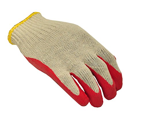 G & F Products 3106-10 String Knit Palm, Latex Dipped Nitrile Coated Work Gloves For General Purpose, 10-Pairsper Pack, Red, Large