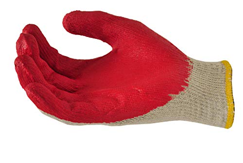 G & F Products 3106-10 String Knit Palm, Latex Dipped Nitrile Coated Work Gloves For General Purpose, 10-Pairsper Pack, Red, Large