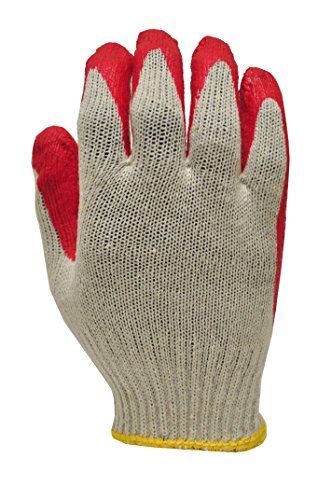 G & F Products 3106-10 String Knit Palm, Latex Dipped Nitrile Coated Work Gloves For General Purpose, 10-Pairsper Pack, Red, Large