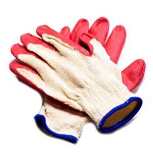 G & F Products 3106-10 String Knit Palm, Latex Dipped Nitrile Coated Work Gloves For General Purpose, 10-Pairsper Pack, Red, Large