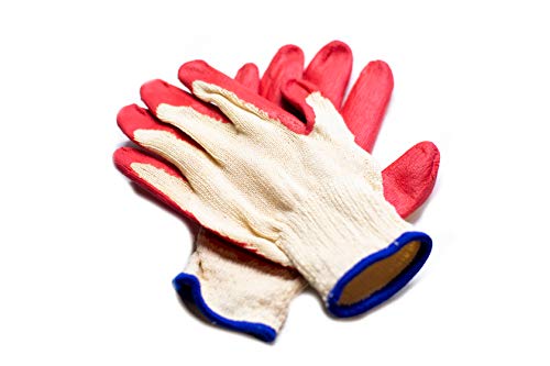 G & F Products 3106-10 String Knit Palm, Latex Dipped Nitrile Coated Work Gloves For General Purpose, 10-Pairsper Pack, Red, Large