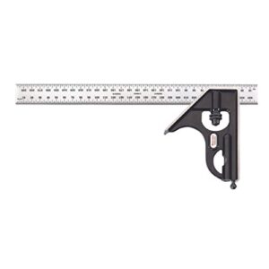 starrett steel combination square with square head - ideal for professionals and home improvement - 300mm, cast iron heads, reversible lock bolt, spirit level - 11mh-300