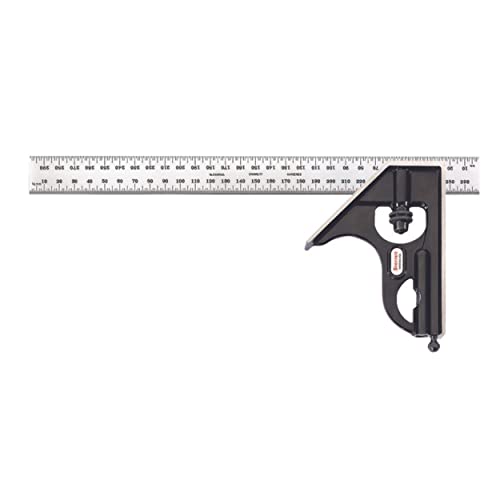 Starrett Steel Combination Square with Square Head - Ideal for Professionals and Home Improvement - 300mm, Cast Iron Heads, Reversible Lock Bolt, Spirit Level - 11MH-300