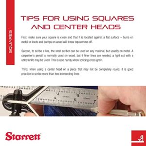 Starrett Steel Combination Square with Square Head - Ideal for Professionals and Home Improvement - 300mm, Cast Iron Heads, Reversible Lock Bolt, Spirit Level - 11MH-300