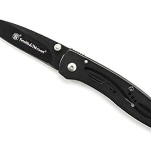 Smith & Wesson CKLPB 5.3in High Carbon S.S. Folding Knife with a 3.2in Drop Point Blade and Stainless Steel Handle for Outdoor, Tactical, Survival and EDC,Black