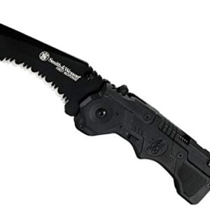 Smith & Wesson 1st Response SW911B 8.2in High Carbon S.S. Assisted Opening Knife with 3.4in Serrated Tanto Blade and Nylon Handle for Outdoor, Tactical, Survival and EDC