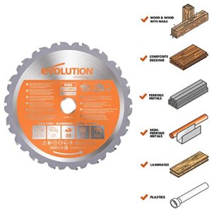 Evolution Power Tools RAGEBLADE 7-1/4-Inch Multipurpose Cutting Blade for Steel, Aluminum, Wood and Plastics