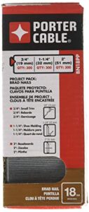 porter-cable brad nails, project pack, 18ga, 3/4 inch - 300, 1-1/4-inch - 300; 2-inch - 300, 900-pack (bn18pp)