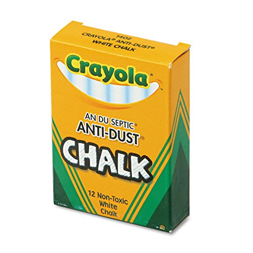 Crayola 501402 Nontoxic Anti-Dust Chalk, White, 12 Sticks/Box