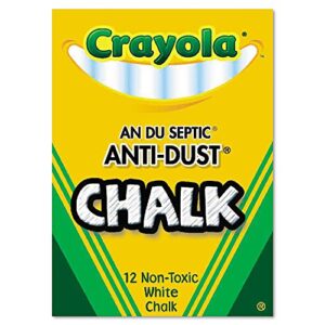 Crayola 501402 Nontoxic Anti-Dust Chalk, White, 12 Sticks/Box