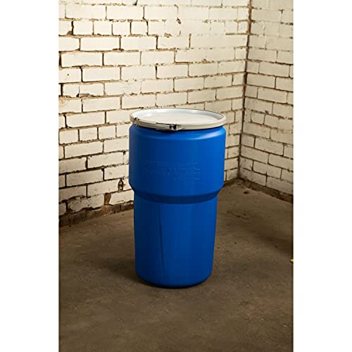 Eagle 14 Gallon High Density Polyethylene Lab Pack Barrel Drum with Metal Lever-lock Lid, 26.5" Height, 15" Diameter, Blue, 1610MB