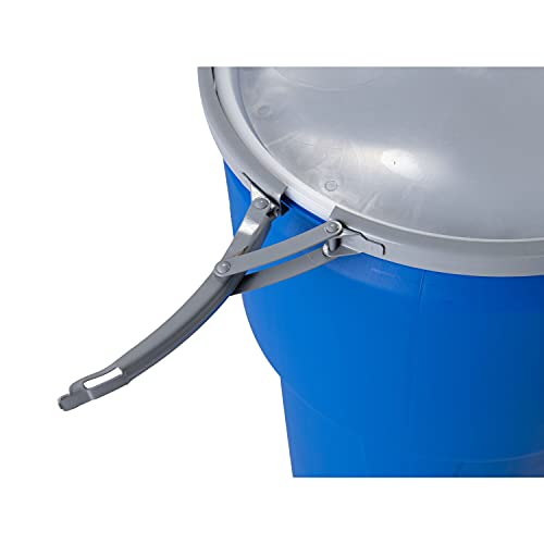 Eagle 14 Gallon High Density Polyethylene Lab Pack Barrel Drum with Metal Lever-lock Lid, 26.5" Height, 15" Diameter, Blue, 1610MB