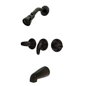 kingston brass kb235ll tub and shower faucet with 3-legacy lever handle, oil rubbed bronze