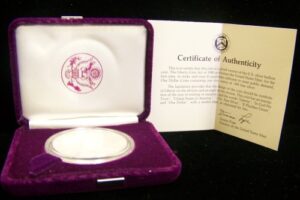 1986-s american proof eagle silver dollar w/box & coa