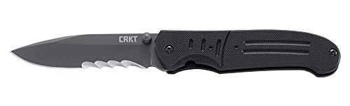 CRKT Ignitor EDC Folding Pocket Knife: Assisted Opening Everyday Carry, Serrated Edge Blade, Veff Serrations, Thumb Stud, Liner Lock, G10 Handle, Pocket Clip 6855