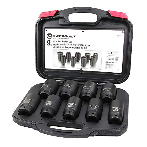 Powerbuilt 9 Piece Deluxe Axle Nut Socket Set, Tools for Removing Front Wheel Axle Nuts, Foreign Vehicles - 648991