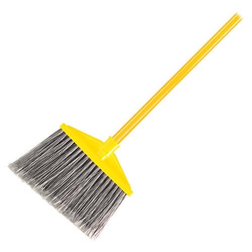 Rubbermaid Commercial Products Angled Large Broom with Polyethylene Bristles, Yellow/Gray, Indoor/Outdoor use Restaurant/Lobby/Office/Mall, 10.5", Pack of 6