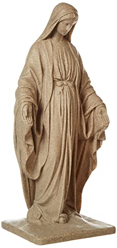 Emsco Group Virgin Mary Statue - Natural Sandstone Appearance - Made of Resin - Lightweight - 34" Height