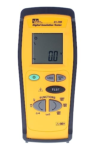 IDEAL INDUSTRIES INC. 61-795 Hand-held Insulation Tester, 250/500/1000V test voltages,Yellow, General Duty