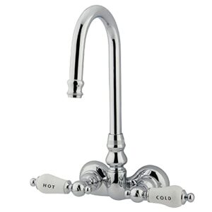 kingston brass cc74t1 vintage leg tub filler, porcelain lever handle, polished chrome,8-inch adjustable center