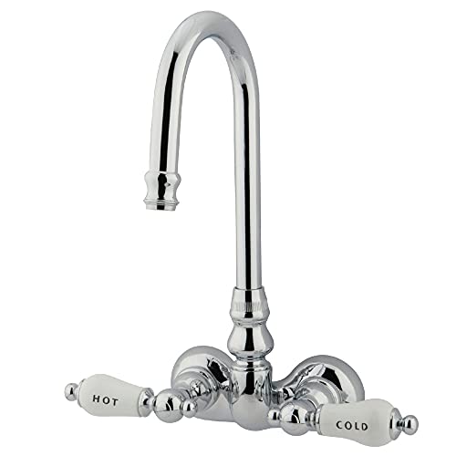 Kingston Brass CC74T1 Vintage Leg Tub Filler, Porcelain Lever Handle, Polished Chrome,8-Inch Adjustable Center