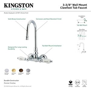 Kingston Brass CC74T1 Vintage Leg Tub Filler, Porcelain Lever Handle, Polished Chrome,8-Inch Adjustable Center