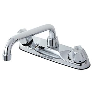 kingston brass kf101 americana 8-inch brass tubular spout kitchen faucet twin metal handles, polished chrome