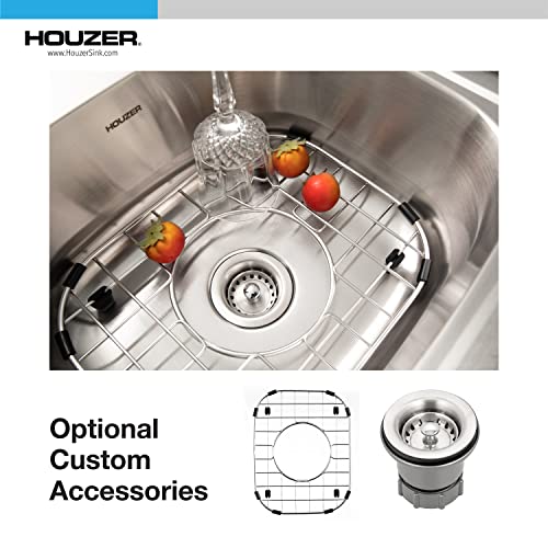 Houzer Stainless Steel 1515-6BS-1 Hospitality Bar Prep Sink - Topmount 15" Single Bowl, 2-Hole, Drop-In Installation, Featuring Corrosion Resistant Stainless Steel, Easy to Clean Satin Finish