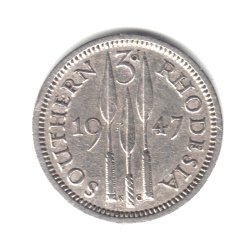 1947 Southern Rhodesia Three Pence British Colonial Coin KM#16b