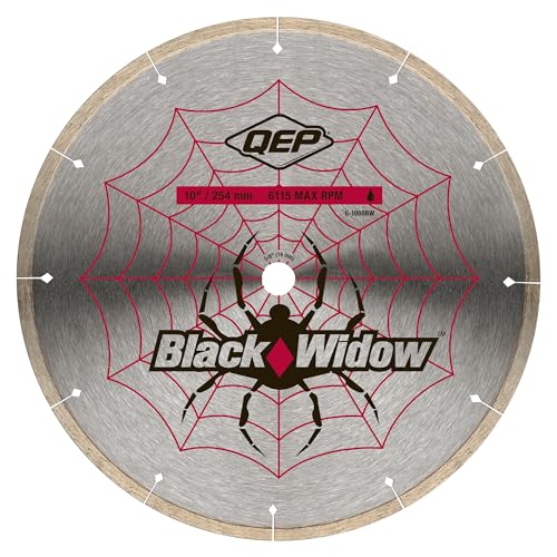 QEP 10" Black Widow Premium-Grade, Thin Rim Diamond Blade for Wet Cutting of Porcelain, Ceramic, Granite and Marble Tile