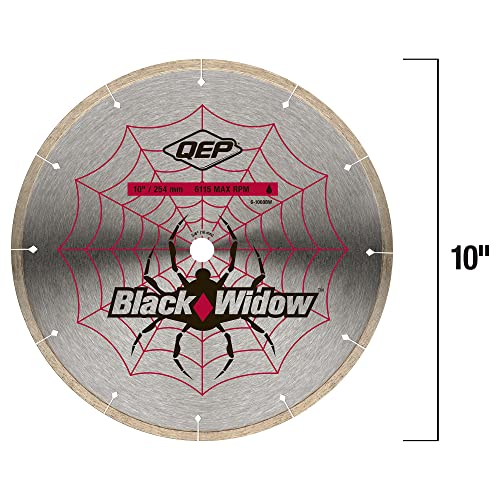 QEP 10" Black Widow Premium-Grade, Thin Rim Diamond Blade for Wet Cutting of Porcelain, Ceramic, Granite and Marble Tile