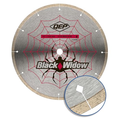 QEP 10" Black Widow Premium-Grade, Thin Rim Diamond Blade for Wet Cutting of Porcelain, Ceramic, Granite and Marble Tile