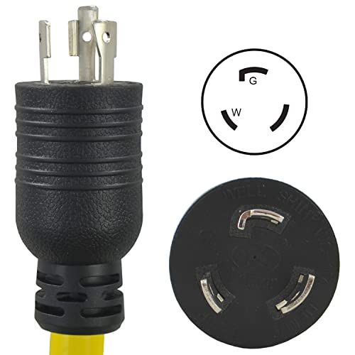 Conntek RV Generator Adapter with 20 Amp 3 Prong Locking Male Plug To RV 30 Amp Female Connector