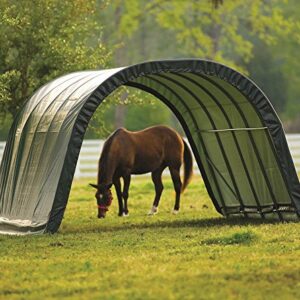 ShelterLogic Round Style Run-in Shelter, Green, 12 x 20 x 8 ft.