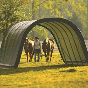 ShelterLogic Round Style Run-in Shelter, Green, 12 x 20 x 8 ft.