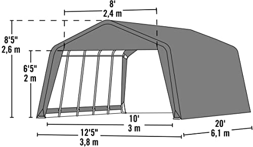 ShelterLogic Peak Style Storage Shelter, Green, 12 x 20 x 8 ft.